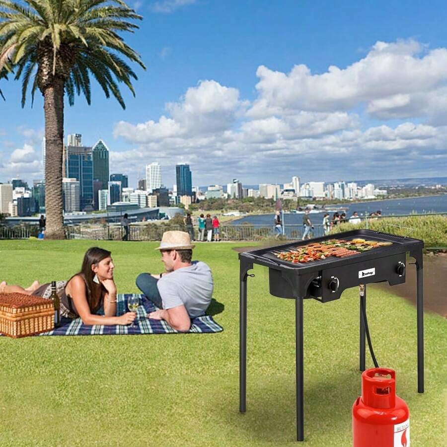 Outdoor Camp Stove High Pressure Propane Gas Cooker Portable Cast Iron ...