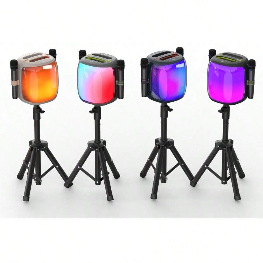 100W Portable Bluetooth Party Speaker With Two Microphones, Tripod LED ...