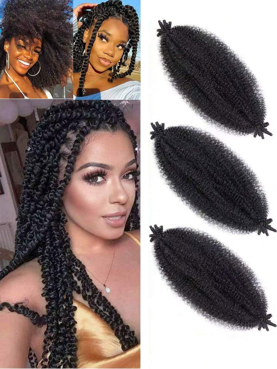 1-6 Packs Afro Twist Hair, Springy Afro Twist Hair Pre Fluffed 12 18 24 ...