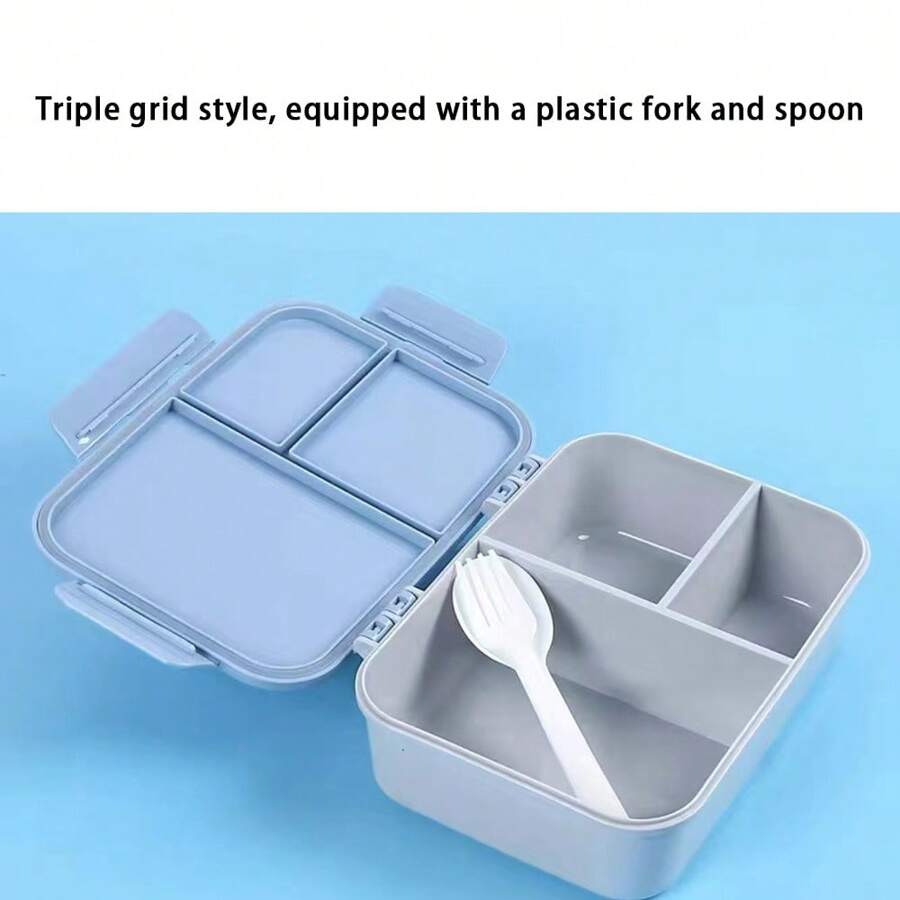 Customized Name Portable Bento Box Triple Grid Style Lunch Box Built-In ...