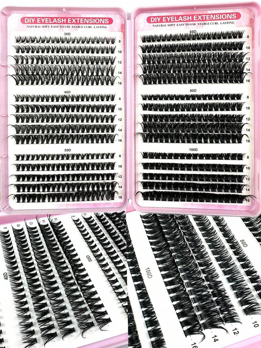 Set de 600 penachos de pestañas artificiales de visón 30D/40D/50D/60D/80D/100D, libro de ...