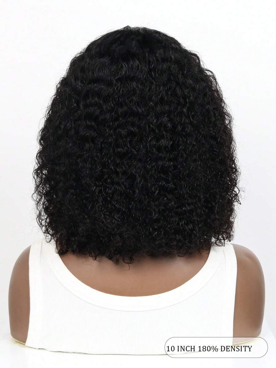 Perruque Bob bouclée en cheveux humains sans colle 13x4x1, cheveux courts bouclés et ondulés ...