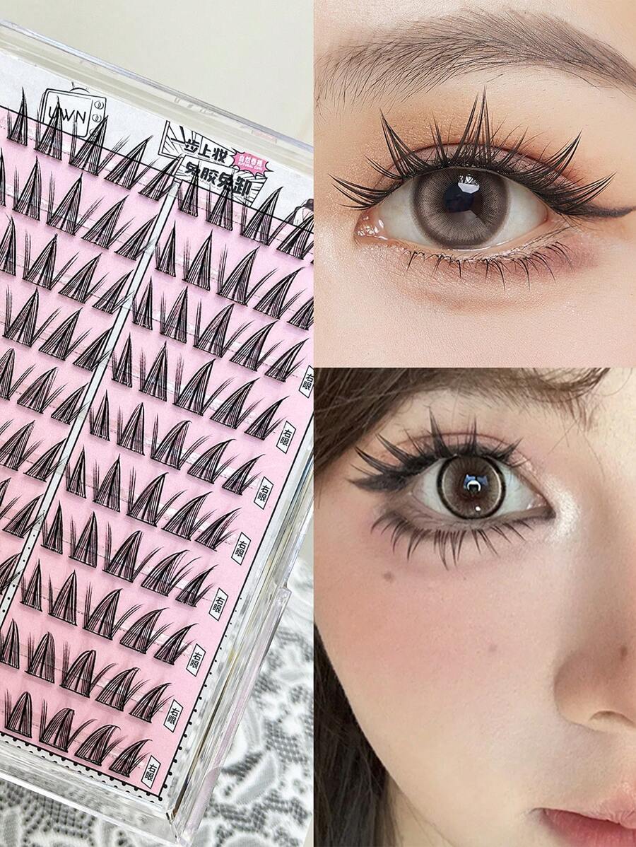 100 Clusters, C Curl, Thick And Curled Segmented Grafting Eyelashes ...