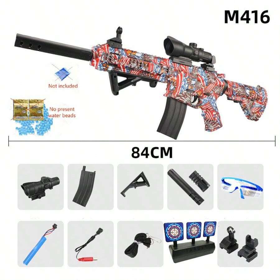 Arma de Brinquedo M416 7,4V Rajada de Alta Velocidade M416 Bola de Gel com Plugue Laranja e ...