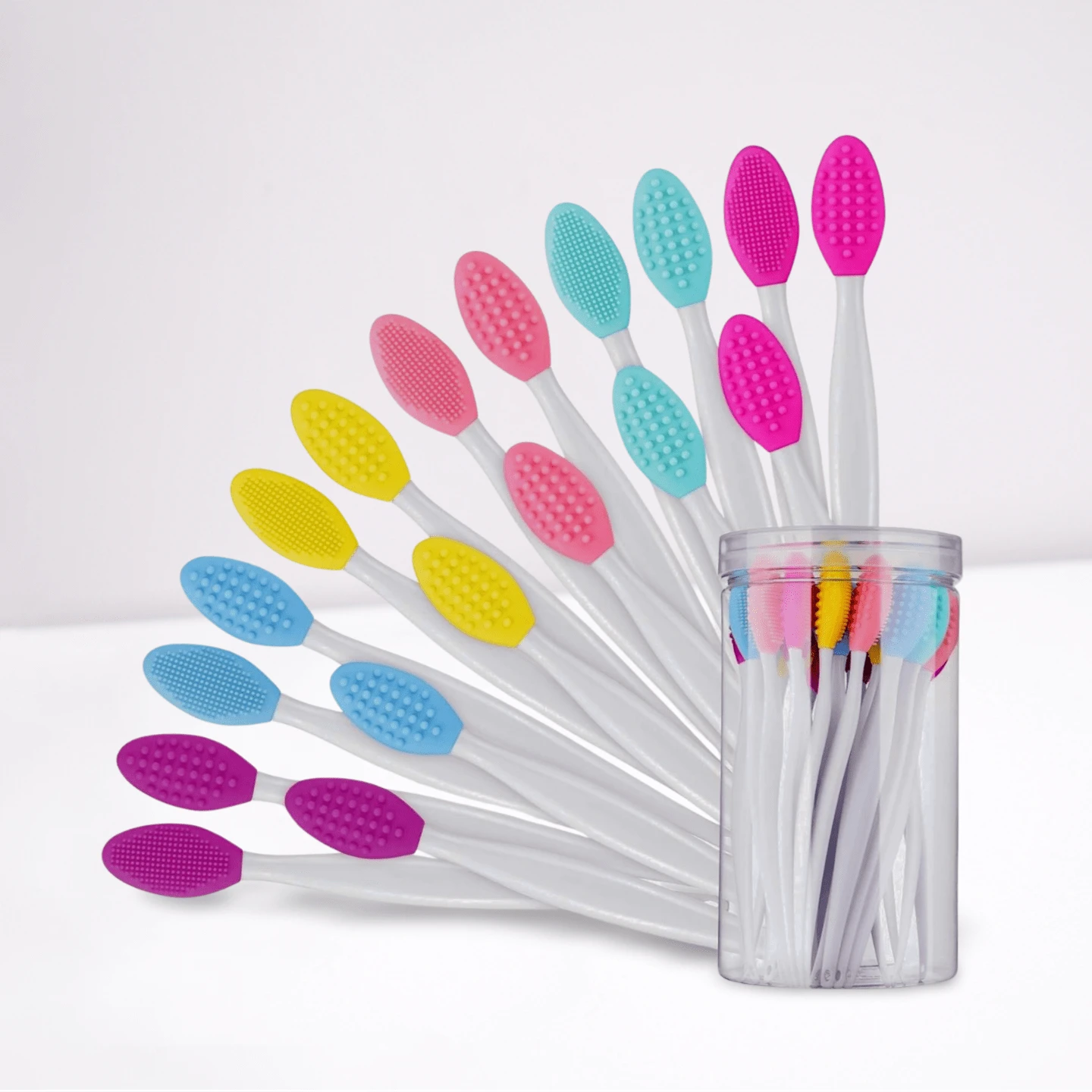 24 PCS Silicone Exfoliating Lip Brush Set: Double-Sided Scrubbers With ...