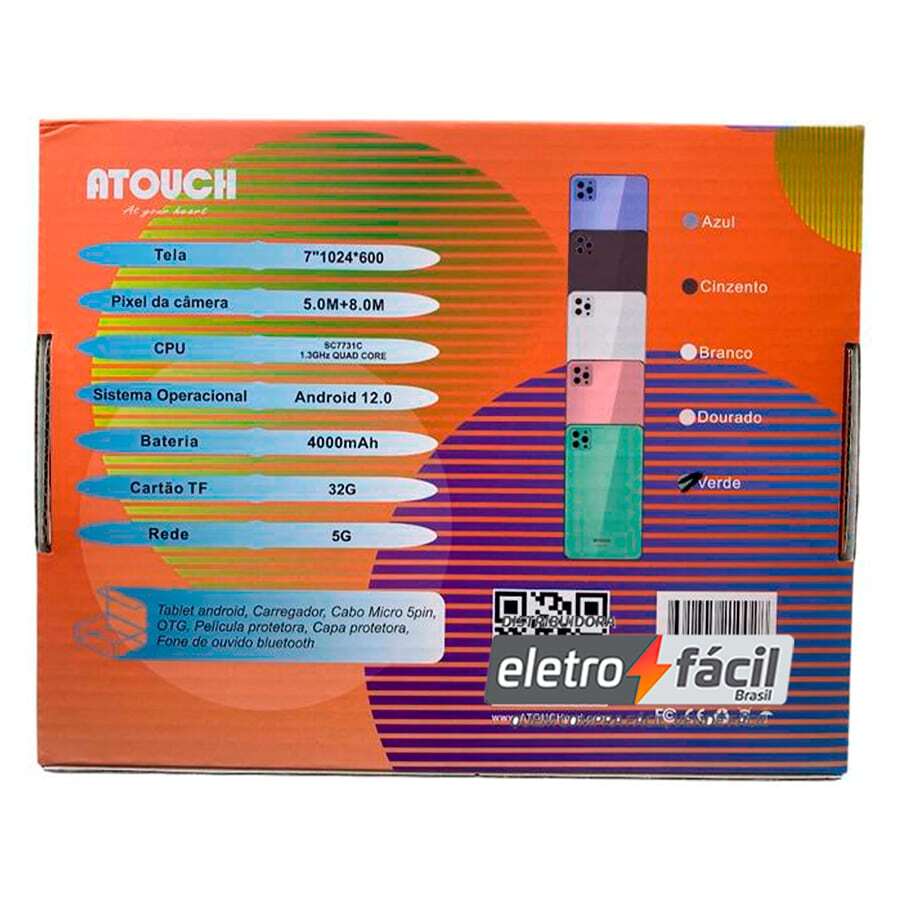 Tablet Atouch X18 2RAM 64GB Android 12 7 Polegada Dual Chip | SHEIN Brasil