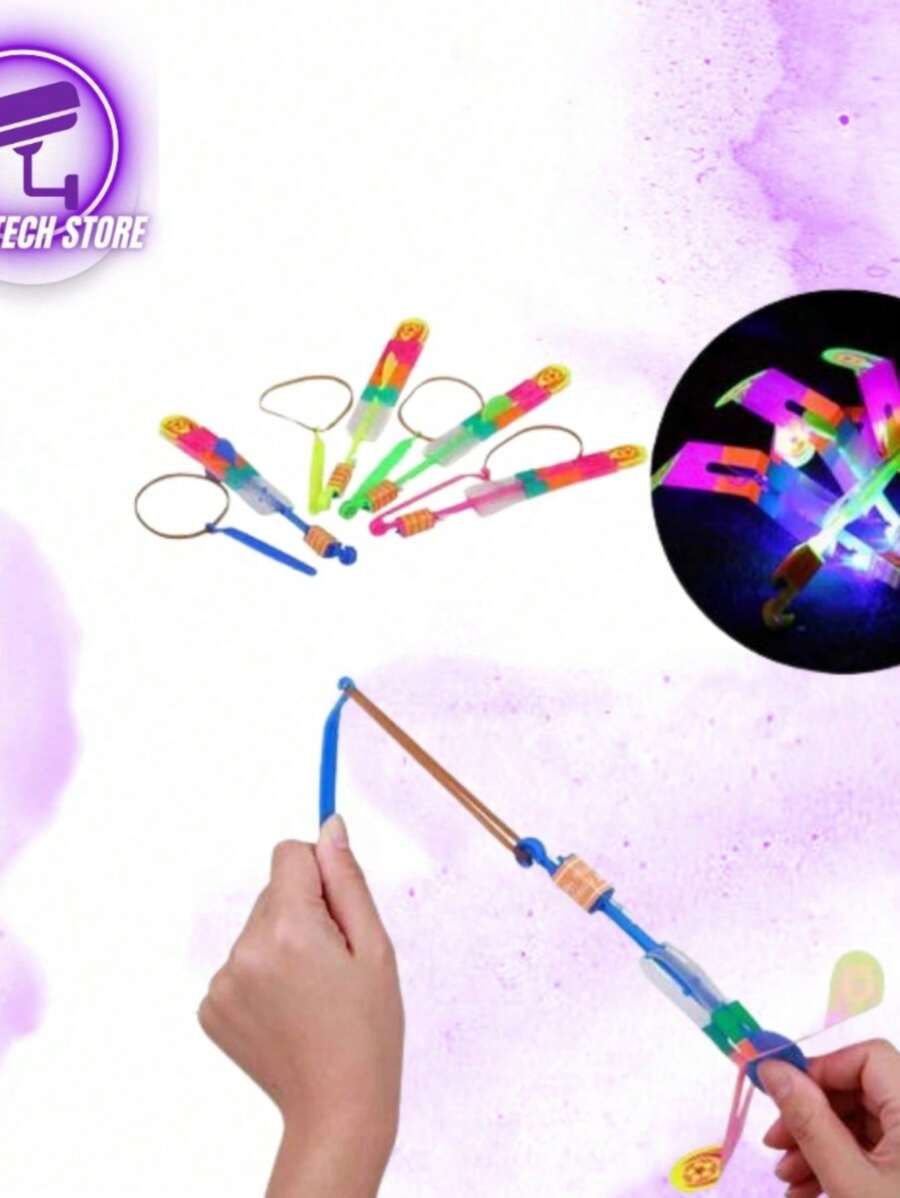 12 LED Flying Toy Rocket Helicopter Slingshot Original Flying Lighting ...