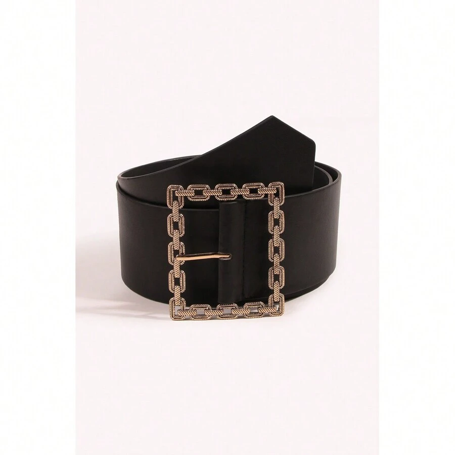 Threaded Pear Black Square Buckle Belt | SHEIN USA