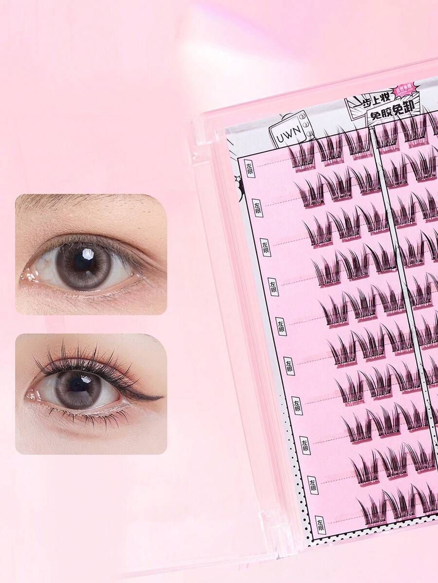 60 Clusters, C Curl, Thick And Curled Segmented Grafting Eyelashes ...