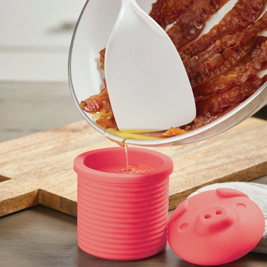 1pc Creative Pig Shaped Bacon Grease Strainer Collector Oil Storage ...