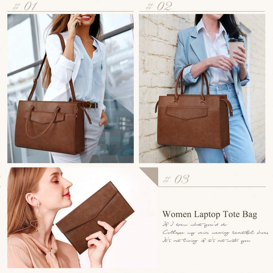 Set di 2 pezzi, borsa per computer portatile in pelle da 15,6 pollici ...