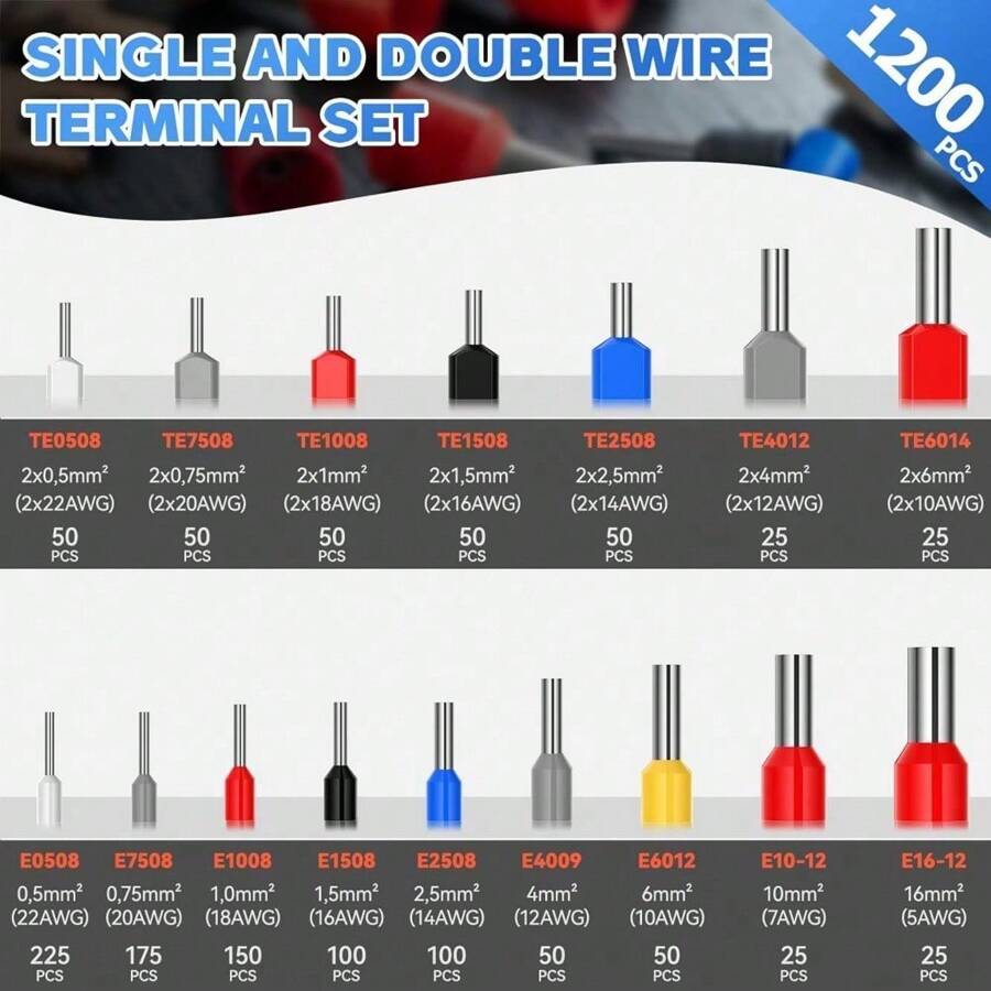1200pcs Wire Ferrules Terminals Kit Preciva 900 Single Terminal ...