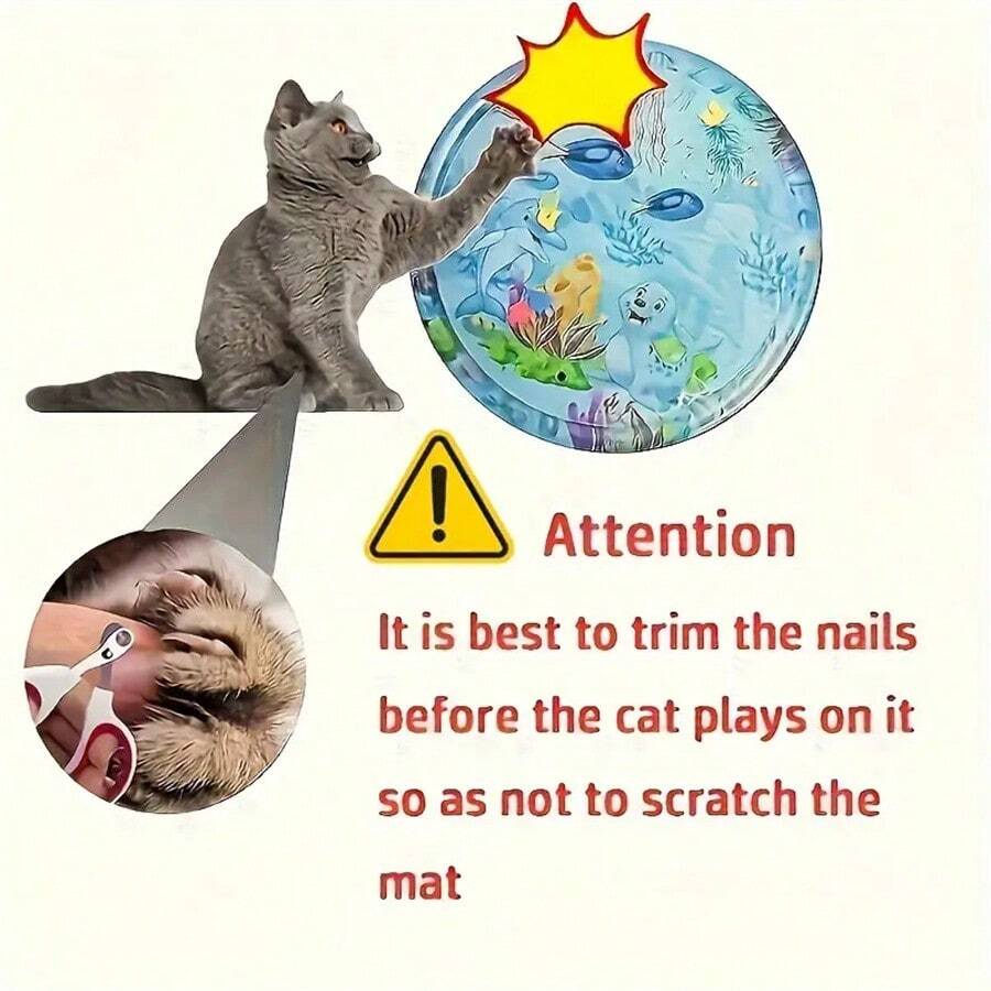 Aqua Thick Interactive Cat Play Mat - Indoor PVC Splash Mat With Kick ...