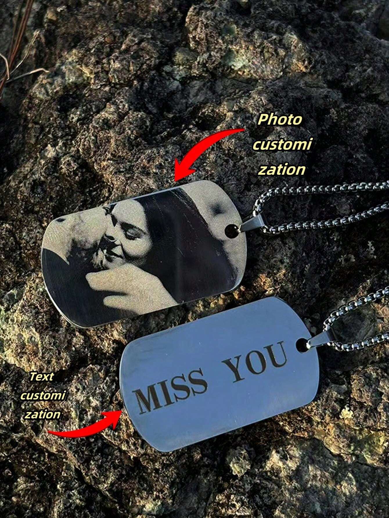 DIY Couple Pendant, Laser Engraved Picture And Text As Gift For Friends ...