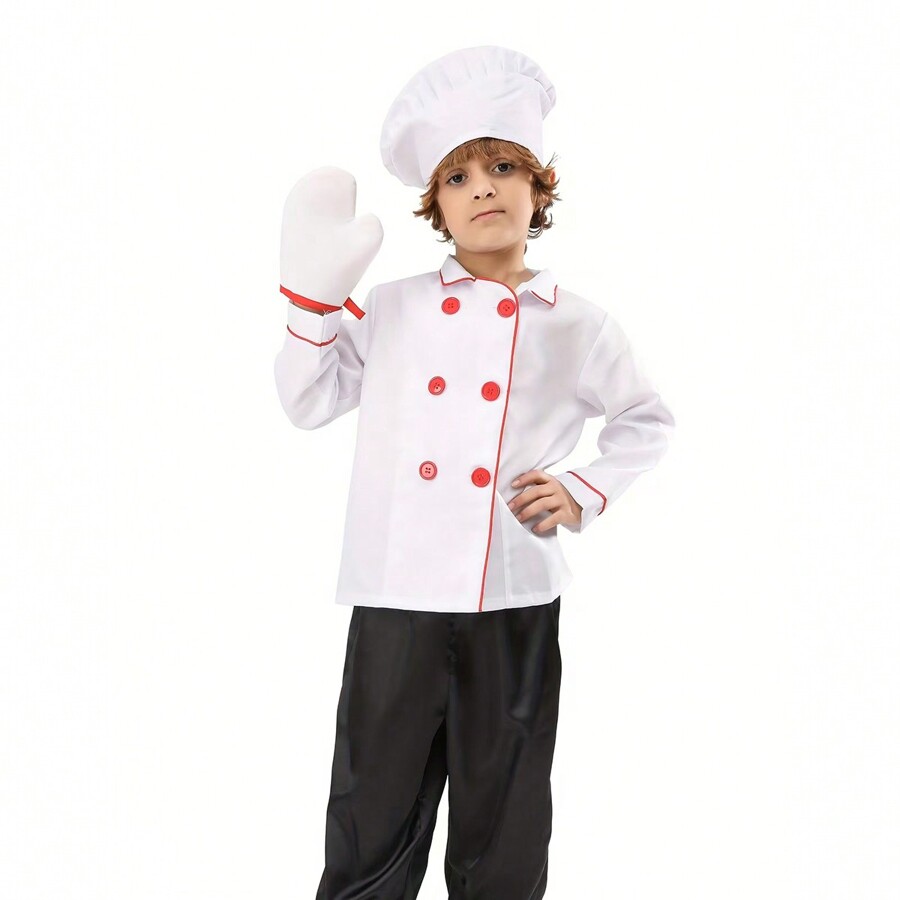 FUNPARTY 3pcs,White Chef Costume For Kids, Chef Role Play Dress -Up Set ...