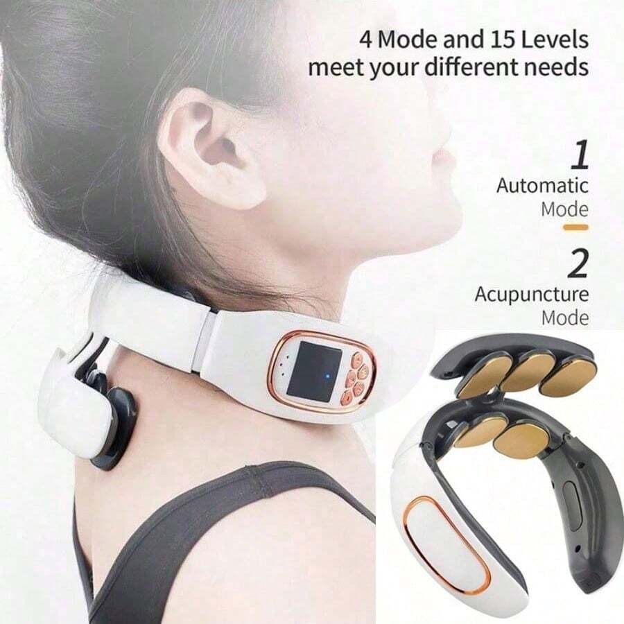 6 Heads Smart Electric Neck And Back Pulse Massager TENS Wireless Heat ...