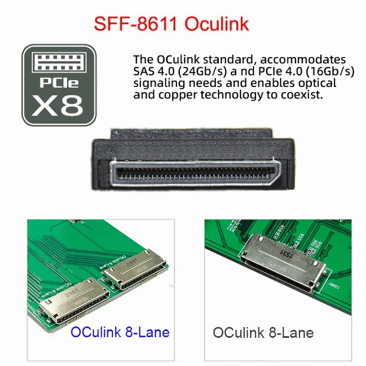 Adattatore Oculink SFF-8612 da 8X a PCIE X16 PCI-Express con connettore ...