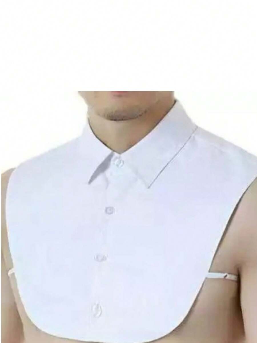 1pc Versatile Men's Detachable Solid White Fake Collar, Removable ...