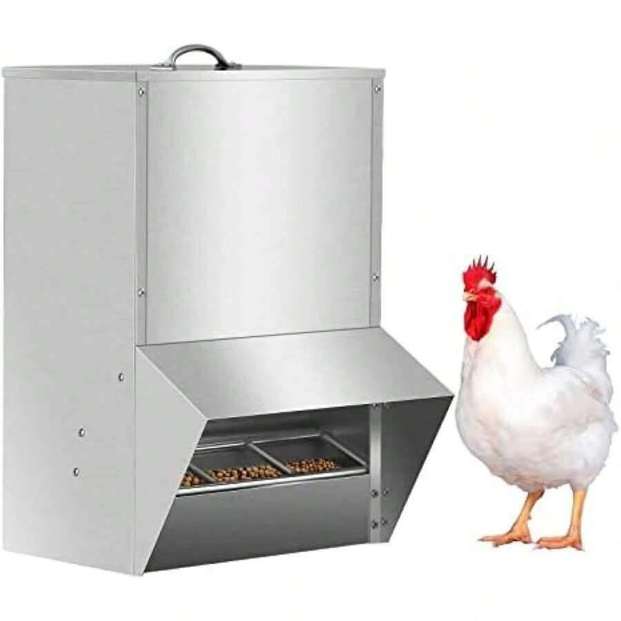 Automatic Chicken Feeder System - 30-50lb Capacity Galvanized Feeder ...