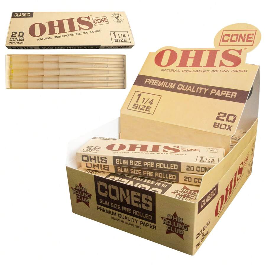 OHIS 3.3" Cone Cigarette Rolling Papers, 20pcs Pre-Rolled Conical ...
