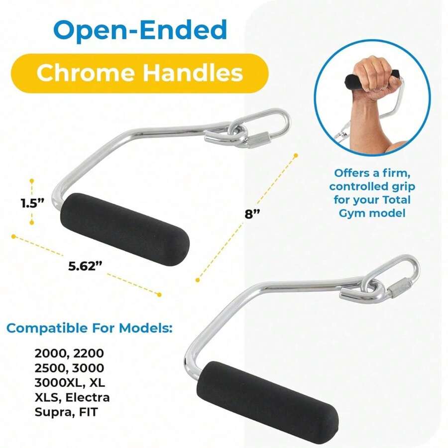 Total Gym Accessories Open Ended Chrome Grip Handles For Total Gym Home ...