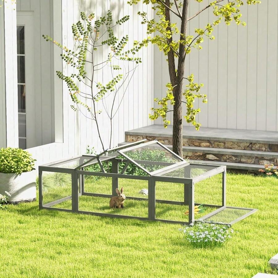 Large Wooden Rabbit Hutch Bunny Hutch Small Animal Habitat Enclosure ...