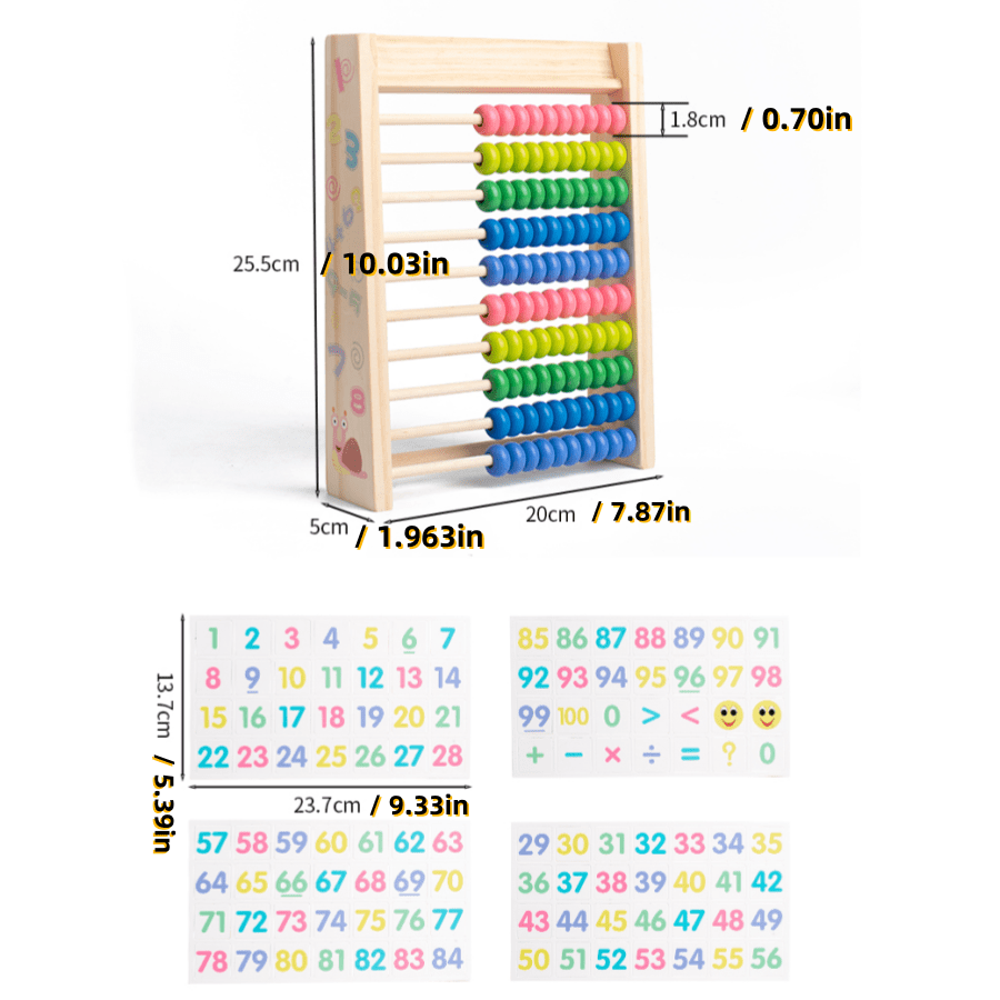 Children's Wooden Math Learning Toy - 10 Level Multipurpose Abacus, For ...