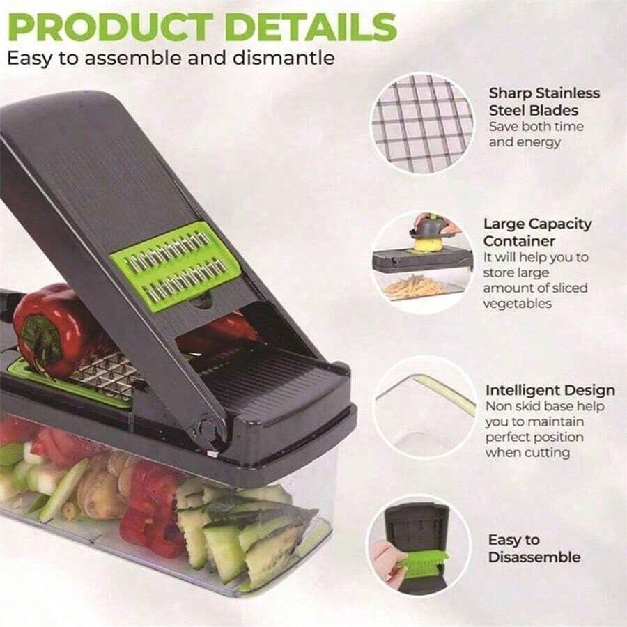 16pcs Vegetable Chopper Multifunctional Slicer, Kitchen Tool For Easy ...