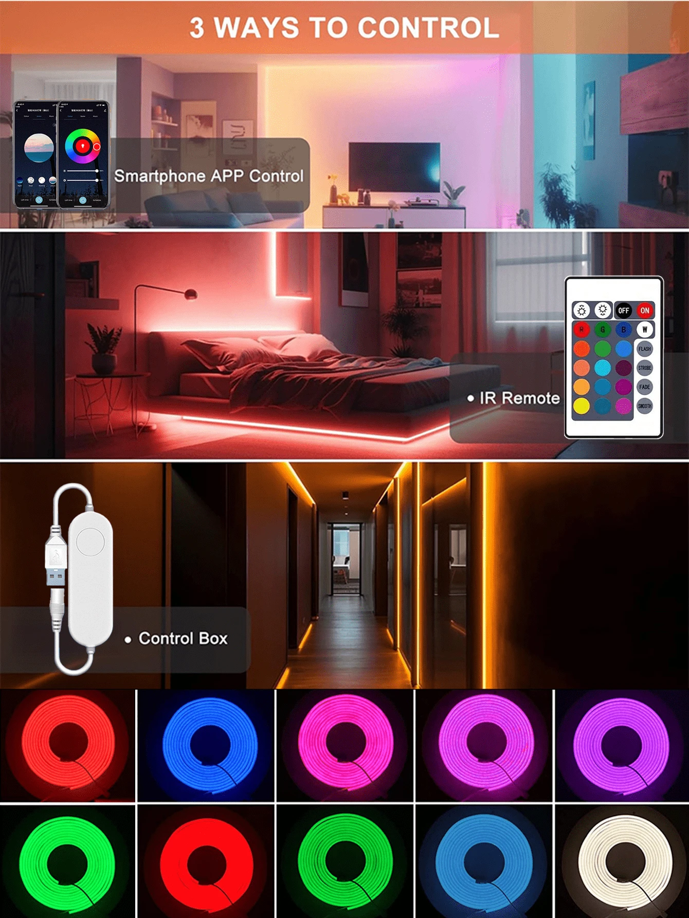 Acosh Neon RGB LED Neon Light Flexible Bendable DIY Wall Decor With ...