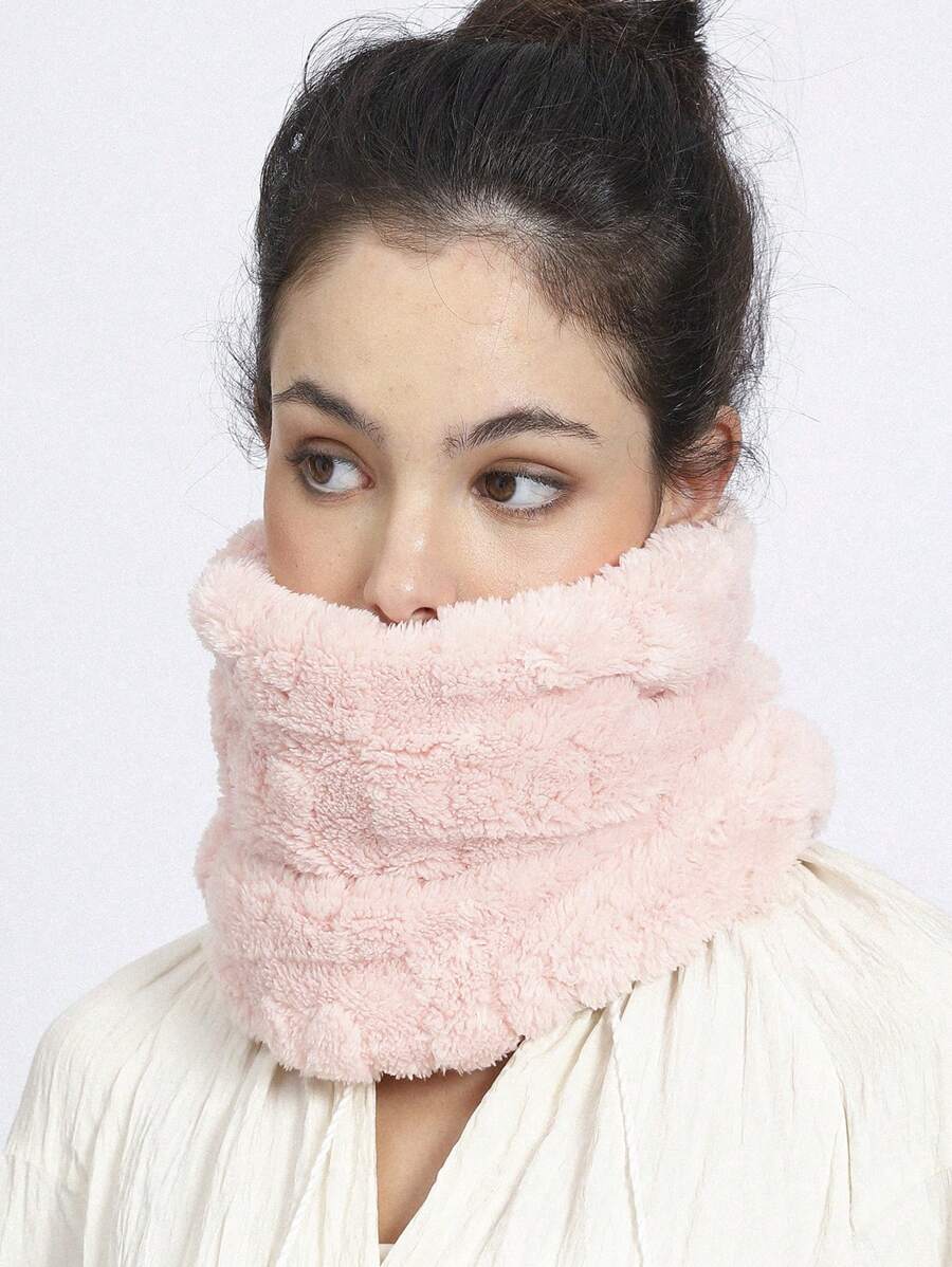 1pc Embossed Solid Color Fluffy Scarf, Elegant, Soft And Infinity Scarf ...