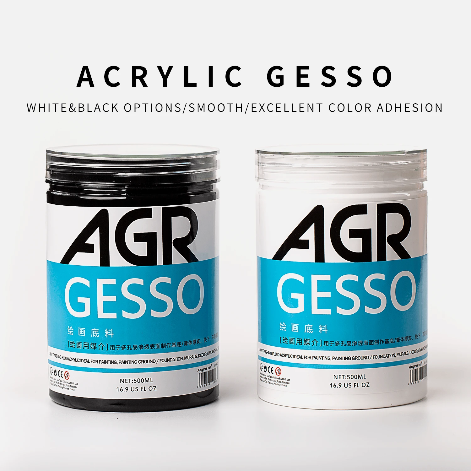 Acrylic White Black Gesso Primer Matte 500ml (16.9-Oz) For Oil Painting ...