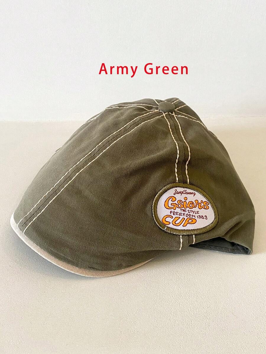 2025 New British Style Patch Casual Duck Billed Beret Hat, Reversible ...