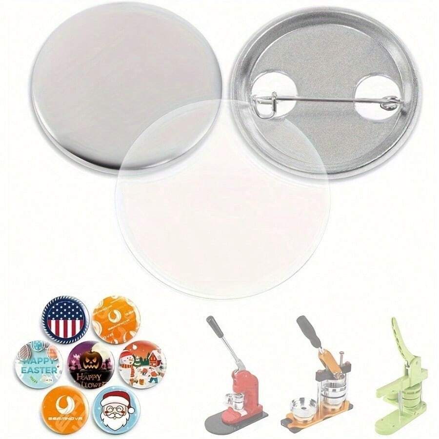 10pcs DIY Button Badge Making Kit - Metal Pins With Clear Sheet ...