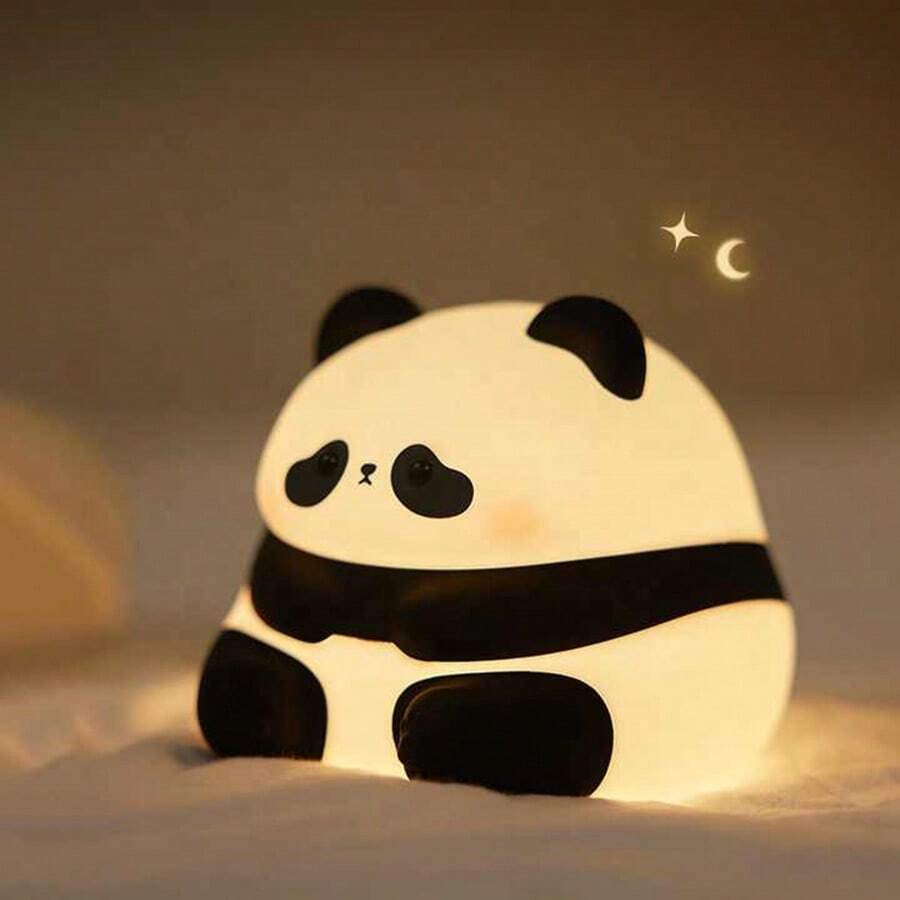 Hot Animal Silicone Night Light Cute Panda Lamp Rechargeable Touch ...