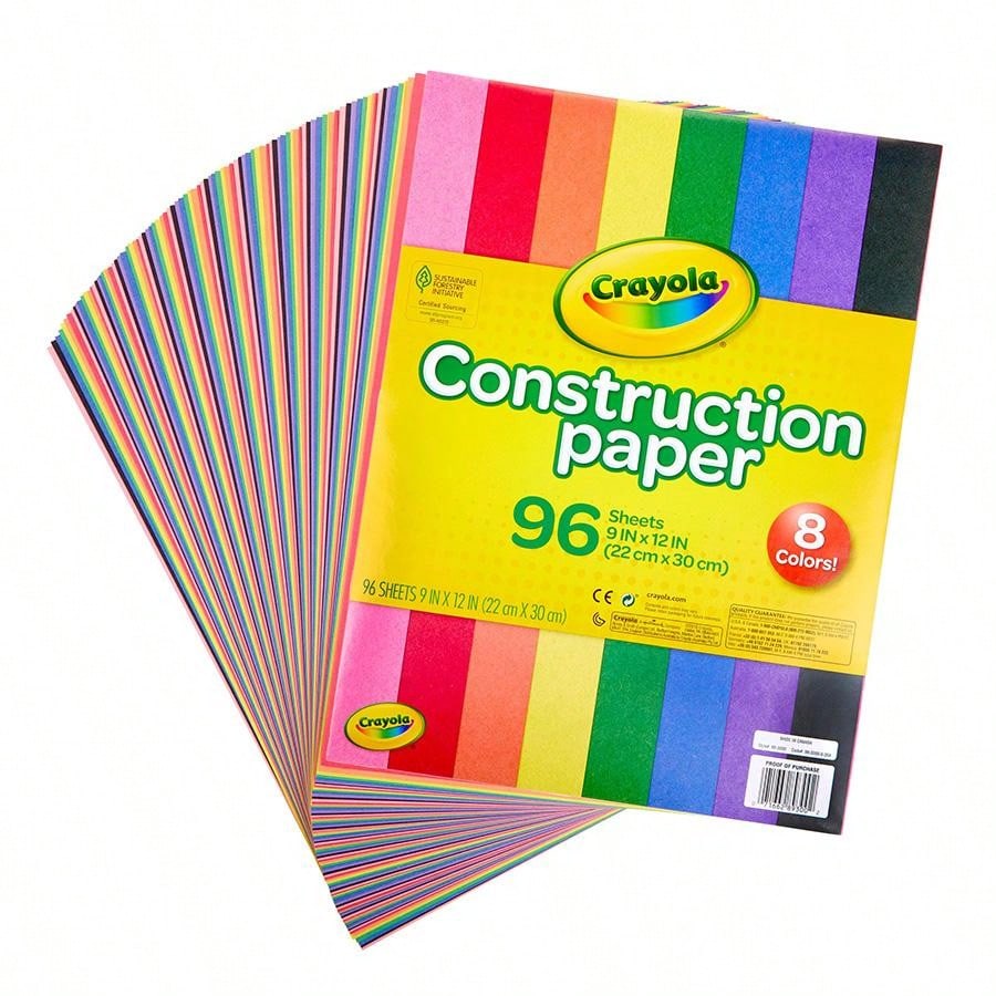 Crayola Papier de construction, 96 feuilles en 8 couleurs assorties ...