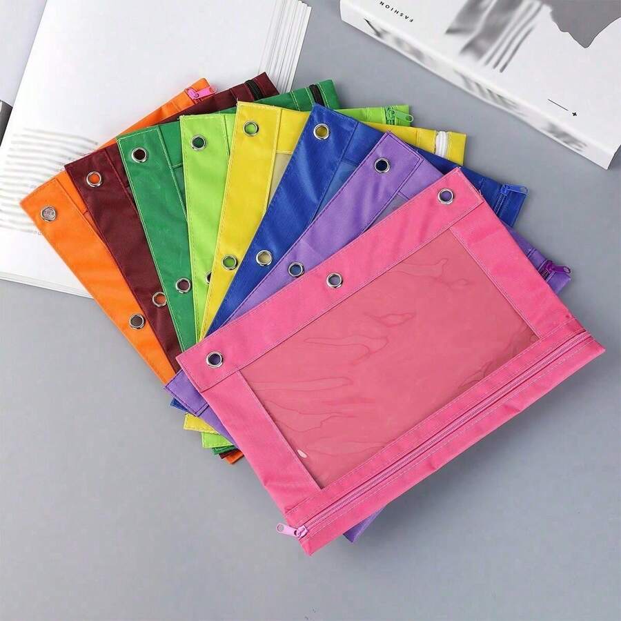 2pcs Pencil Pouch Binder Bag, Spacious Stationery Organizer With Zipper ...