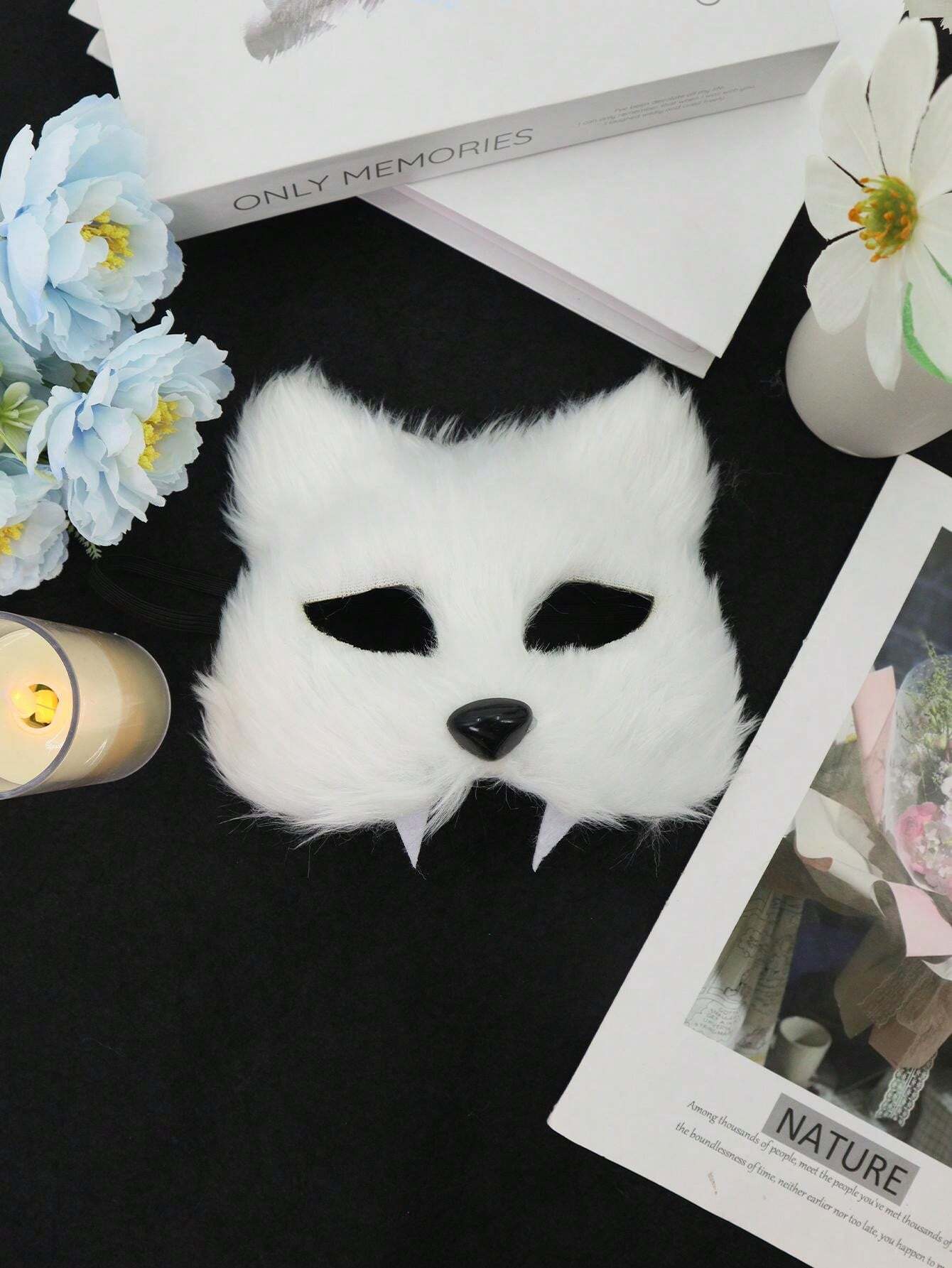 Furry Fox Mask With Teeth, Plush Cat Mask, Therian Mask, Half Face Wolf ...