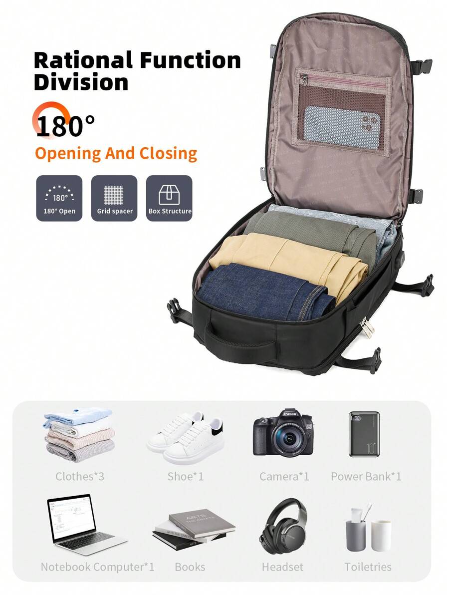 40L Expandable Flight-Approved Carry-On Travel Backpack - Laptop Bag ...