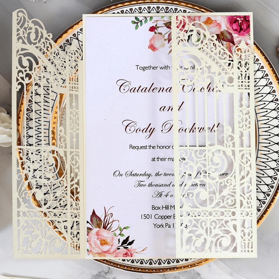 25pcs Folding Party Invitations Decorative 2025 Elegant Wedding Party ...