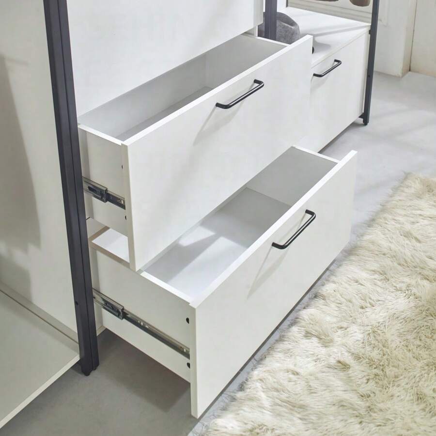 Fiona Wood And Metal Walk-In Closet With Three Drawers,YH-Choice | SHEIN PT