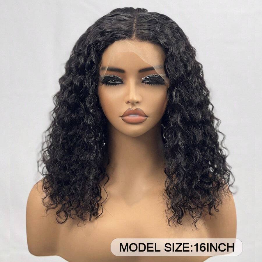 16 Inch Short Bob Wigs 13x4 Curly Bob Wig Human Hair 180% Density Deep ...