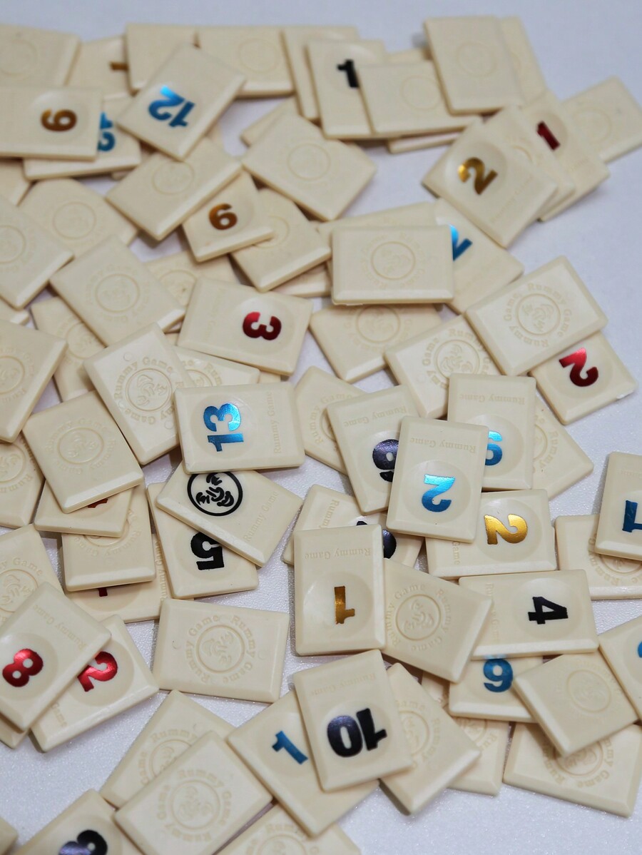 Rummy Tile With Racks Family Board Game, Entertaining Numbered Game Set ...
