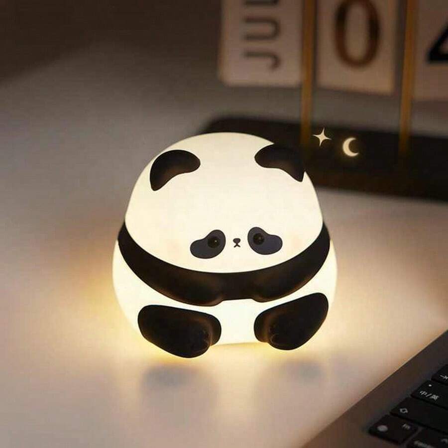 Hot Animal Silicone Night Light Cute Panda Lamp Rechargeable Touch ...