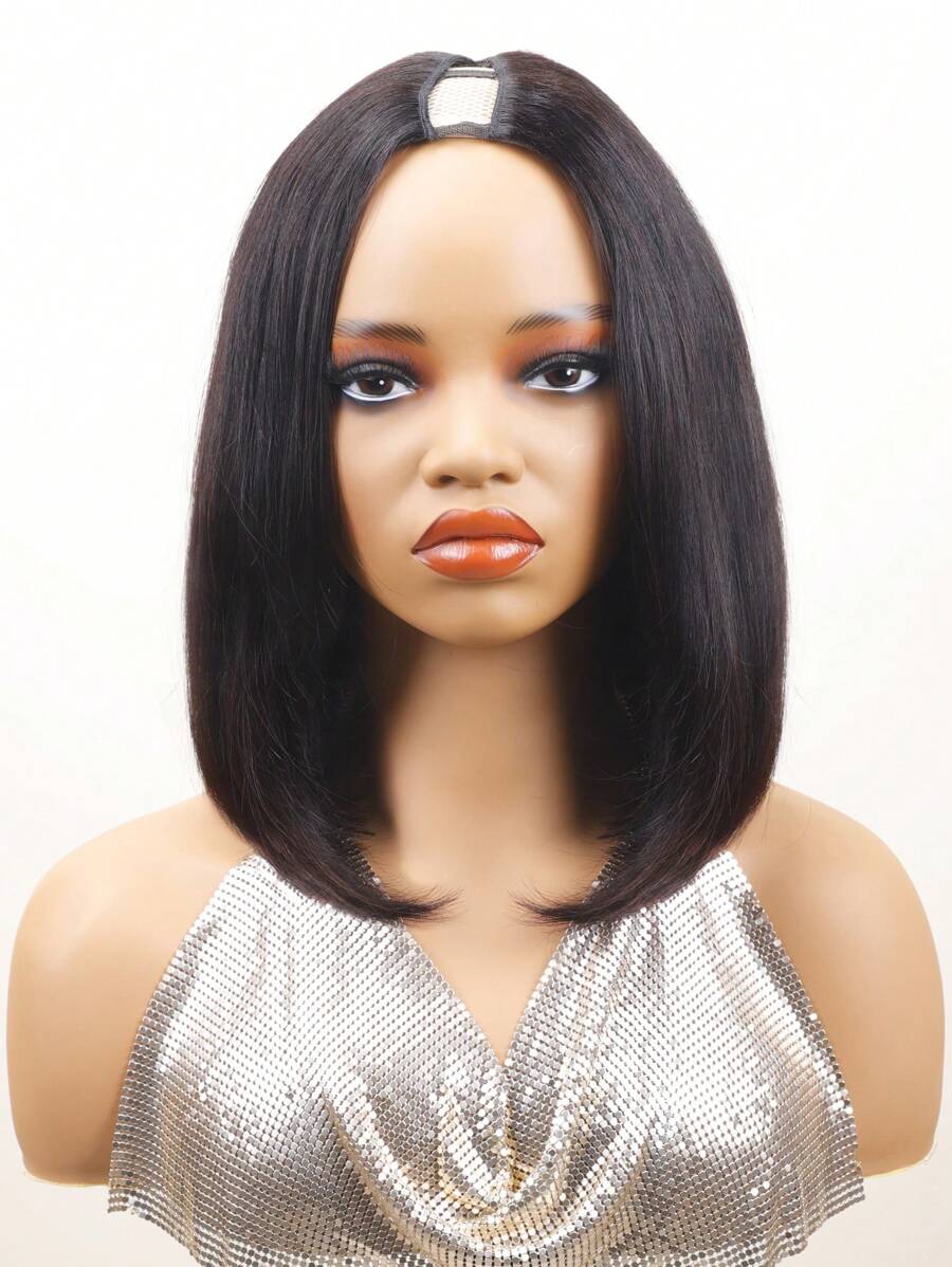 Straight Short V Part Bob Wig Human Hair Out No Glue Cheap Affordable ...