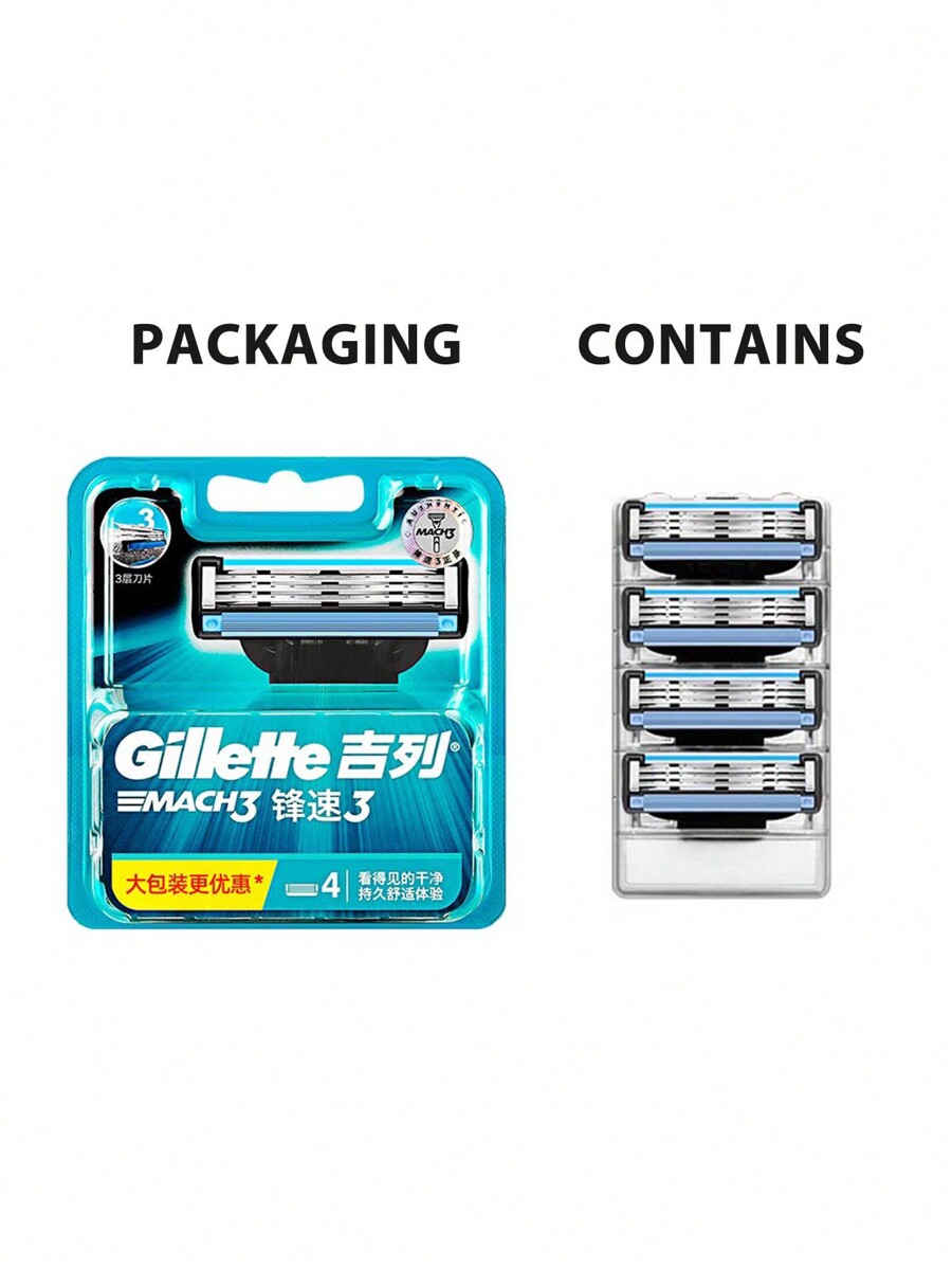 GILLETTE Gillette Mach3 Razor For Men, 4 Blade Refills | 3-Blade Men's ...