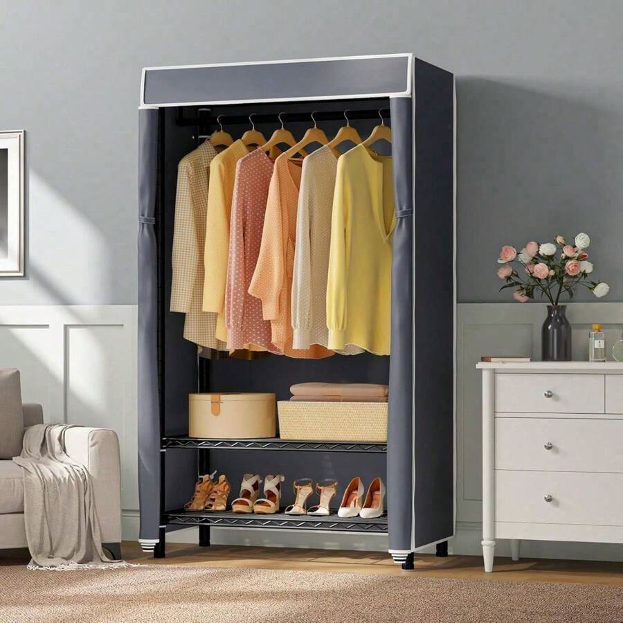 3 Tiers Heavy Duty Garment Racks For Hanging Clothes Portable Closet ...