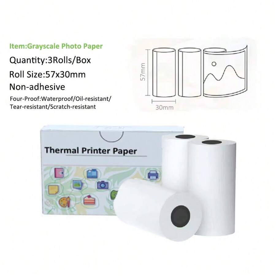 Mini Printer Paper Grayscale Photo Paper For Portable Printer Thermal ...