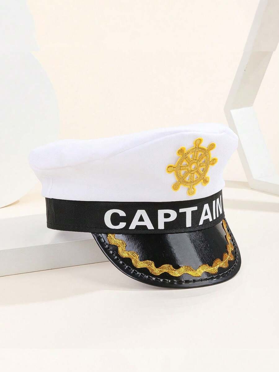 1pc Men's Fashionable Embroidered Letter Sailor Cap, Role-Playing ...
