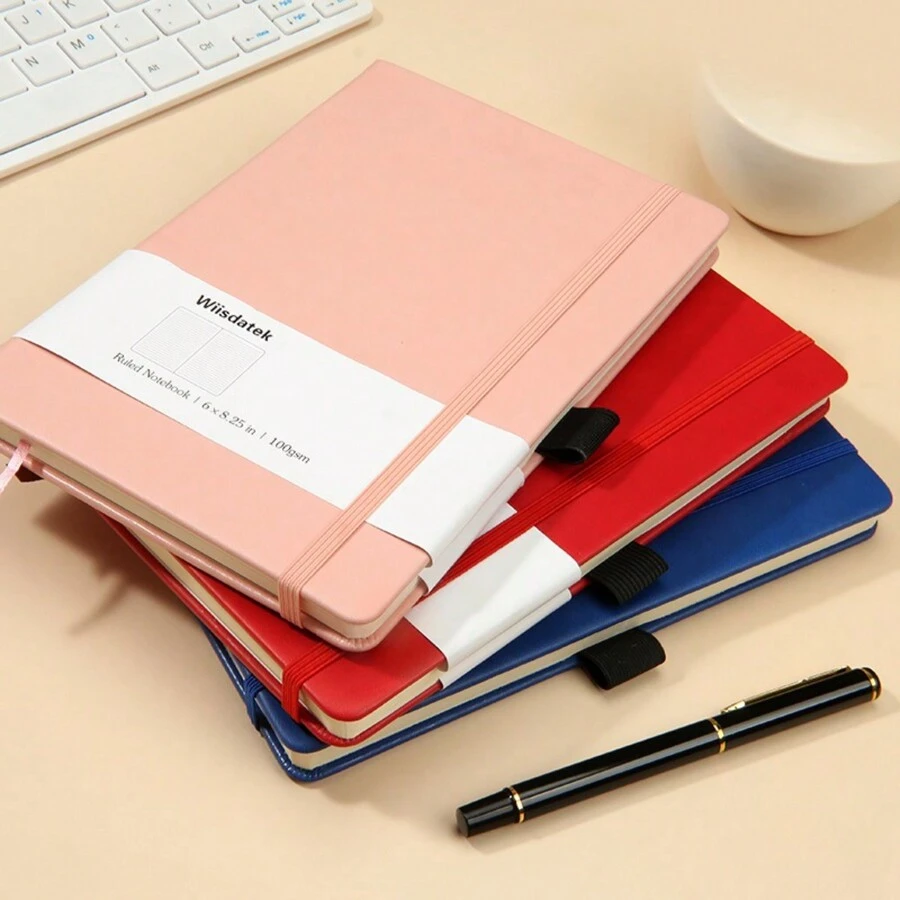 Hardcover PU Strap-Bound Notebook. It Has Business-Themed Inner Pages ...