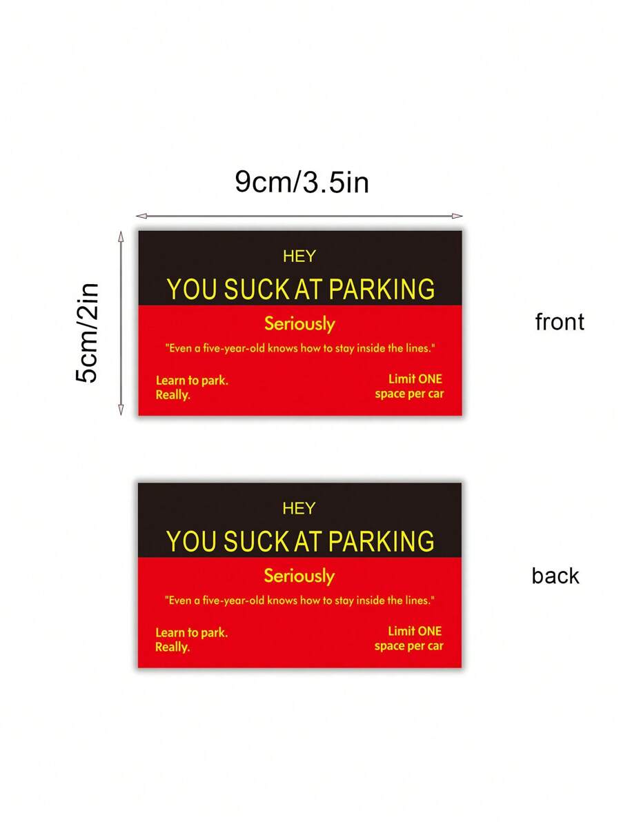 30 Fun Parking Cards, Parking Warning Cards, Prank Parking Cards, Learn ...